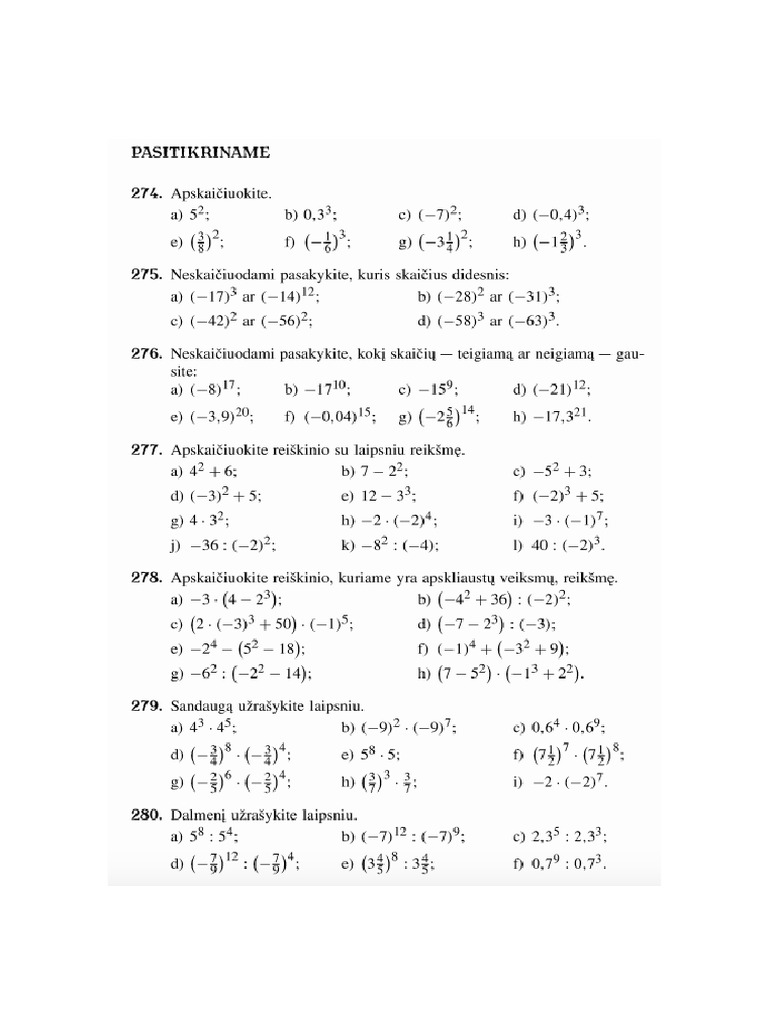 Laipsniai - 7 KL Kartojimas 2 | PDF