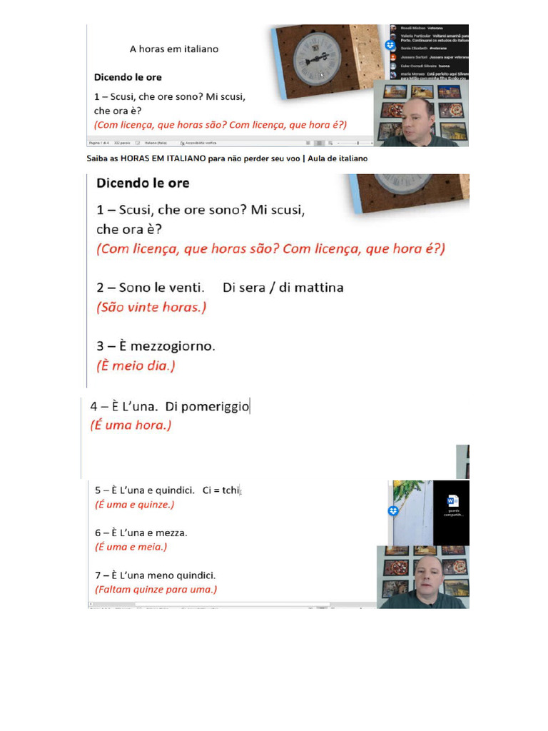 Saiba Horas em Italiano | PDF