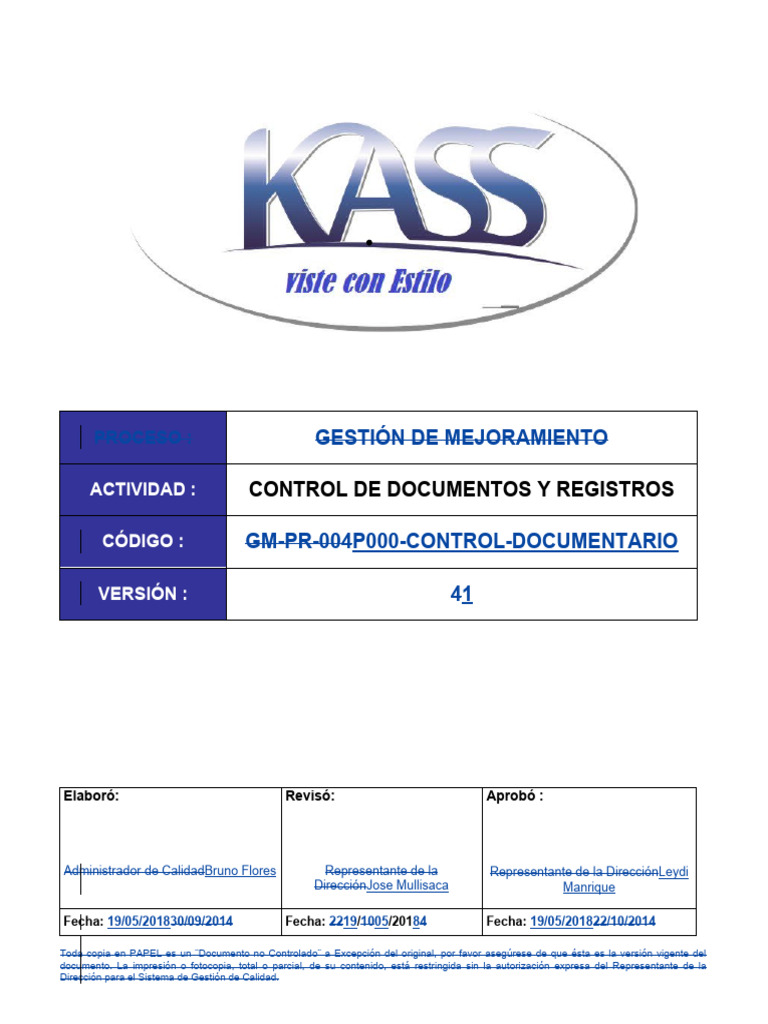 p000 Control Documentario | PDF | Sistema de manejo de calidad | Gestión de registros
