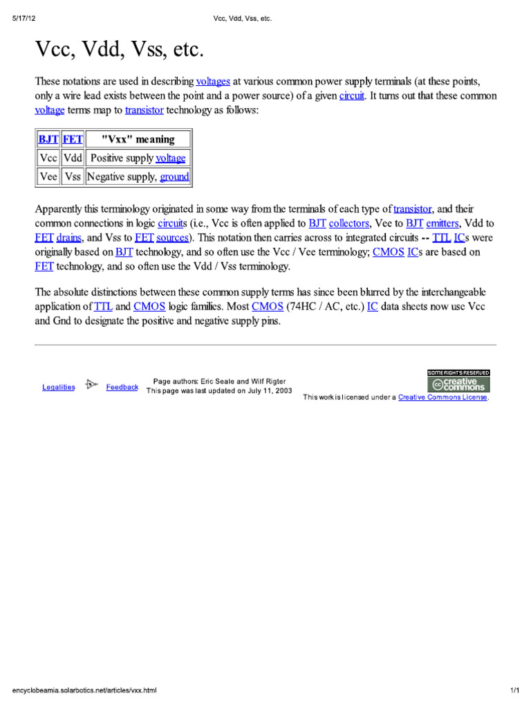 Print - VCC, VDD, VSS, Etc | PDF
