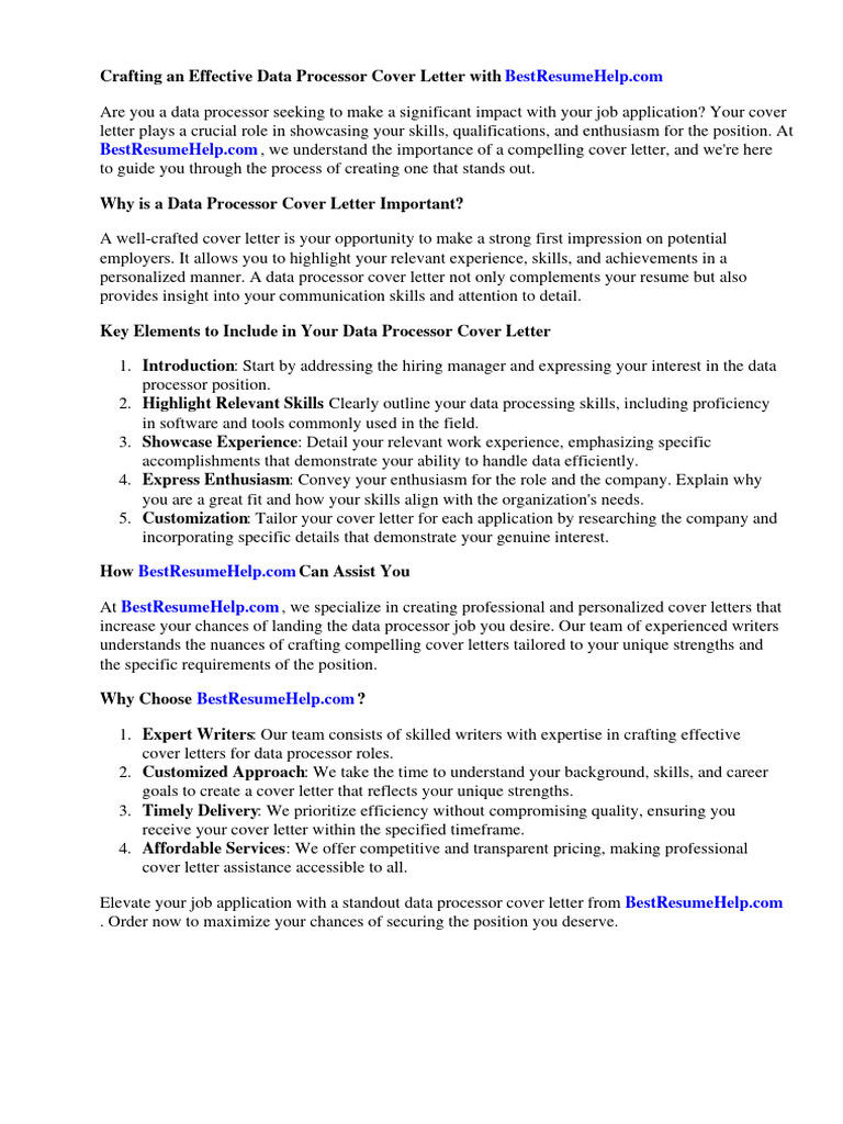 Data Processor Cover Letter | PDF | Data | Résumé