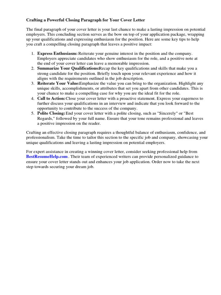 Cover Letter Final Paragraph | PDF | Résumé | Http Cookie