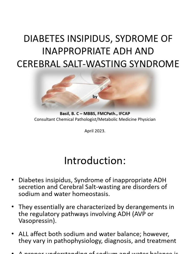 Diabetes Insipidus, Siadh and Cerebral Salt-Wasting | Download Free PDF ...