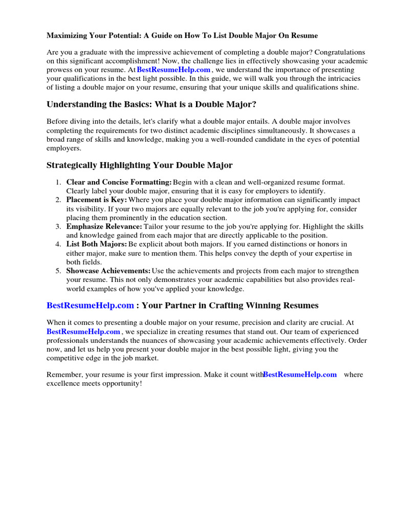 How To List Double Major On Resume | PDF | Résumé | Recruitment