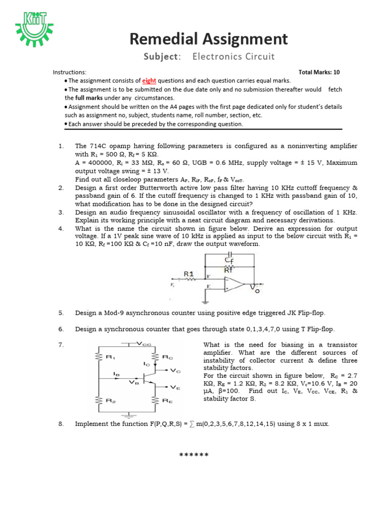 Assignment 1 | PDF | Amplifier | Electronic Oscillator
