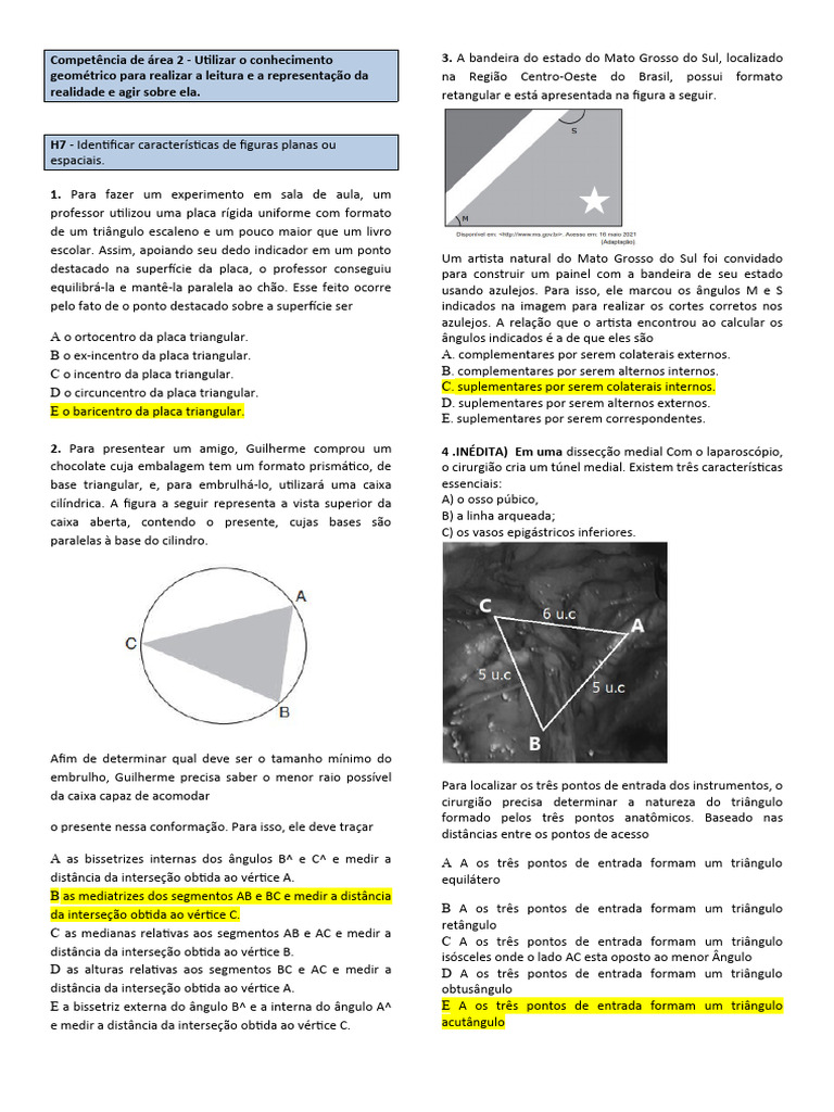 Matemática Direto Ao Ponto 01 2024 | PDF | Triângulo | Geometria Euclidiana