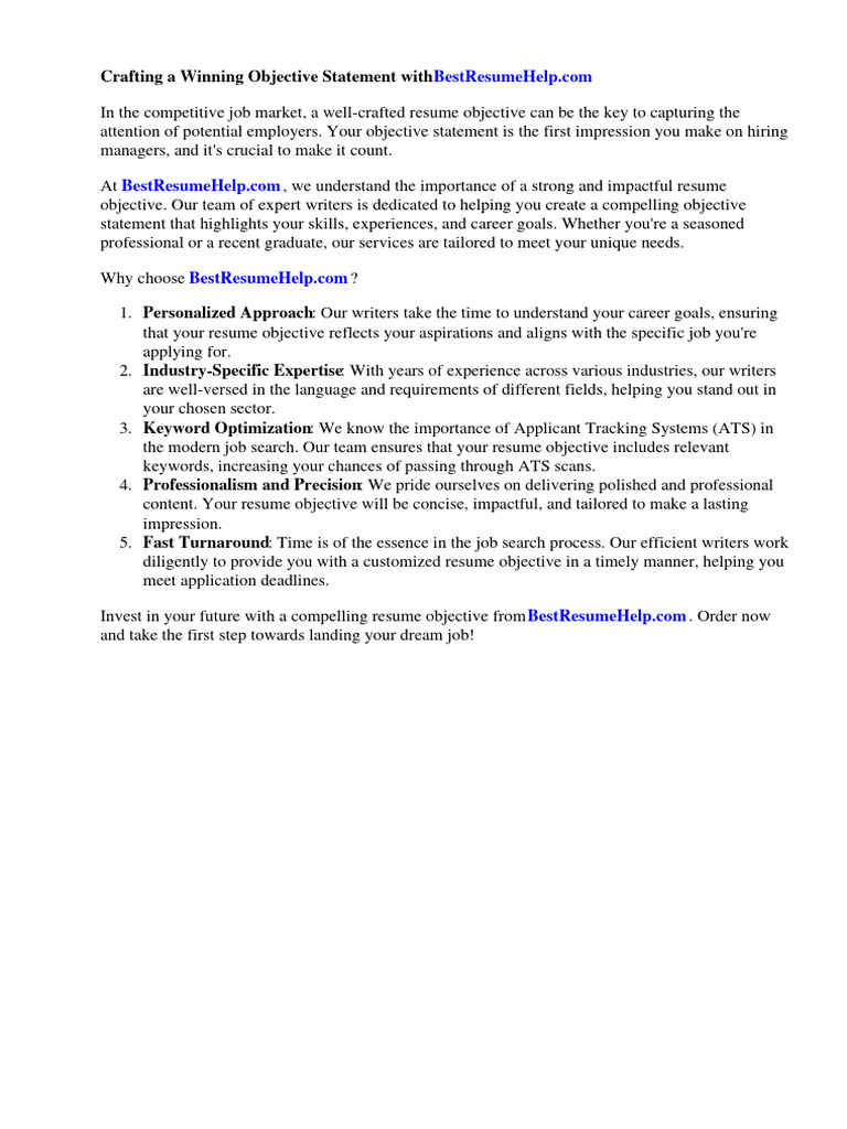 Good Objective Examples For Resume | PDF | Résumé | Recruitment