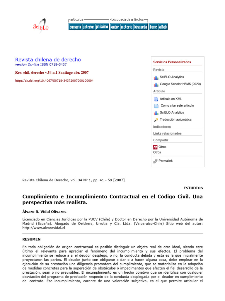 Cumplimiento e Incumplimiento Contractual en El Código Civil - Una Perspectiva Más Realista ...