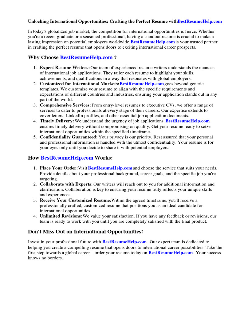 International Resume Format in Word Download | PDF | Résumé