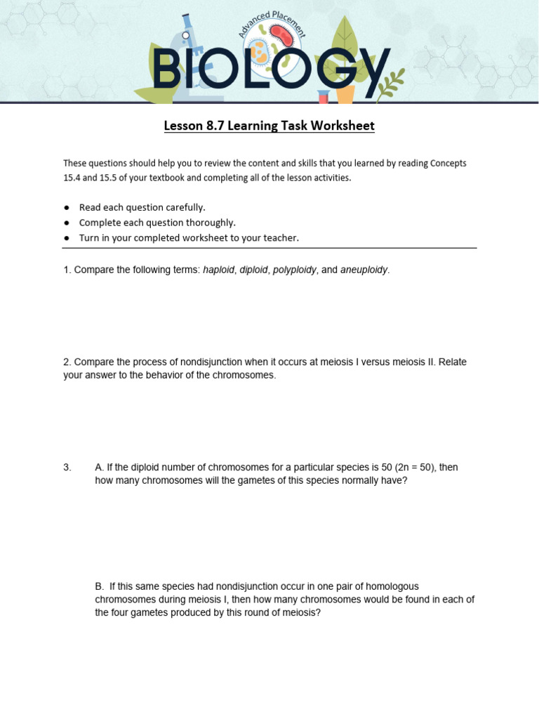 APBIO_8.7_Worksheet | PDF | Ploidy | Meiosis