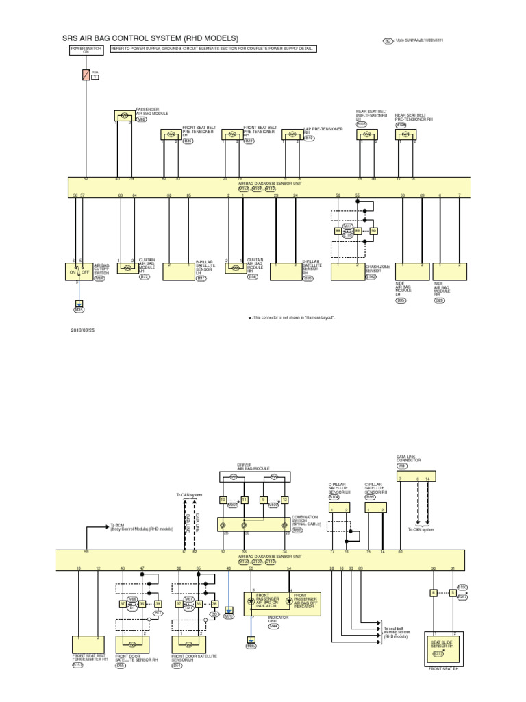 RHD SRS Air Bag Control System Guide | PDF | Airbag | Electrical Connector