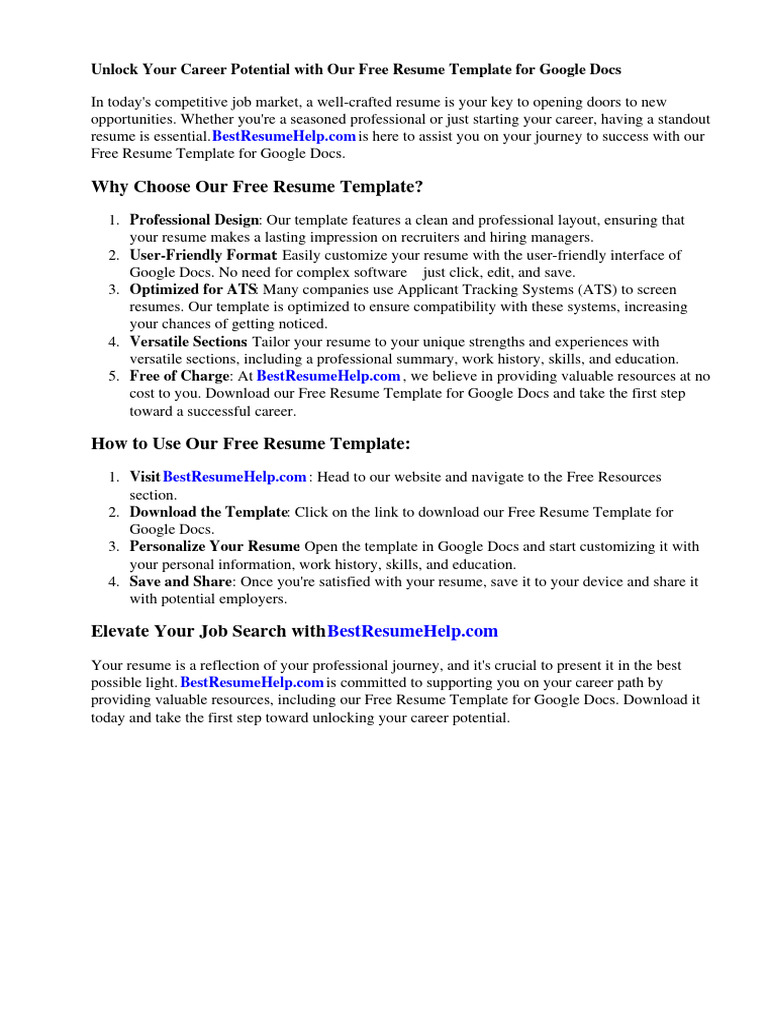 Free Resume Template Google Docs Download | PDF | Résumé | Microsoft Word