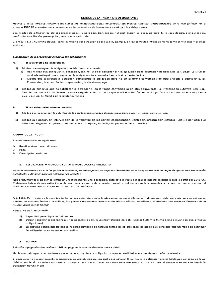 5. MODOS DE EXTINGUIR OBLIGACIONES | PDF | Pagos | Estatuto de limitaciones