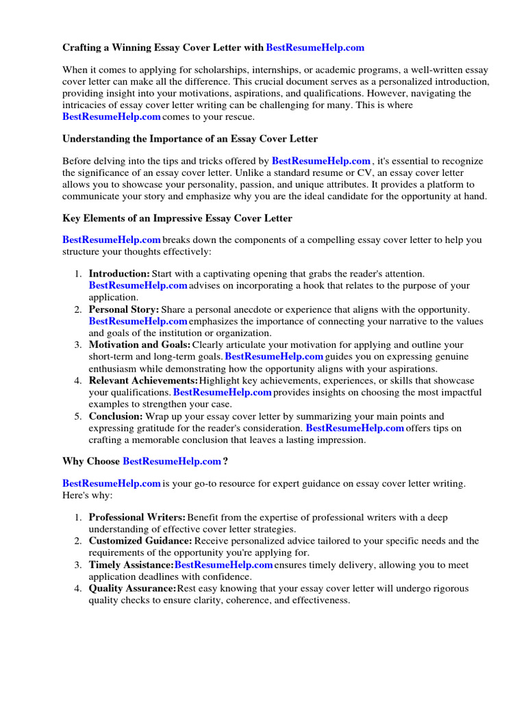 How To Write An Essay Cover Letter | PDF | Résumé | Essays