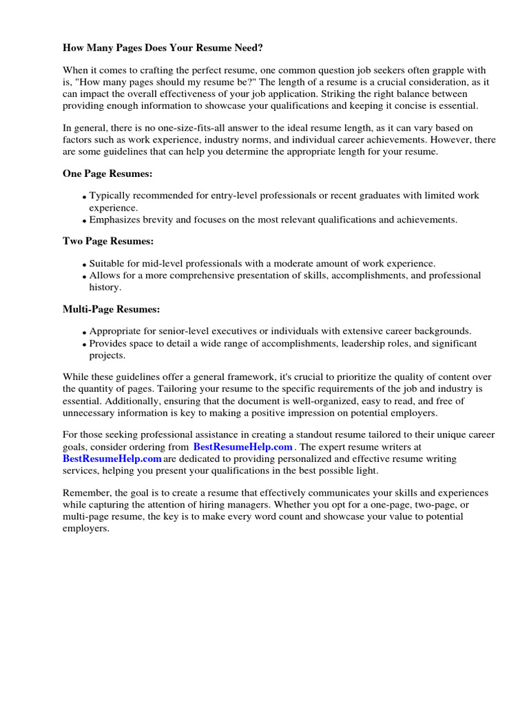 How Many Pages Does A Good Rsum Have | PDF | Résumé | Recruitment