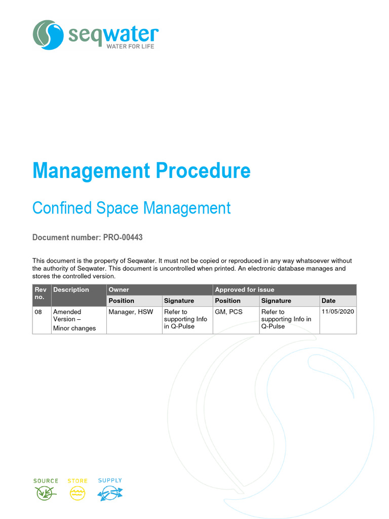 PRO-00443 Corporate Safety - WHS Confined Space Management Procedure ...