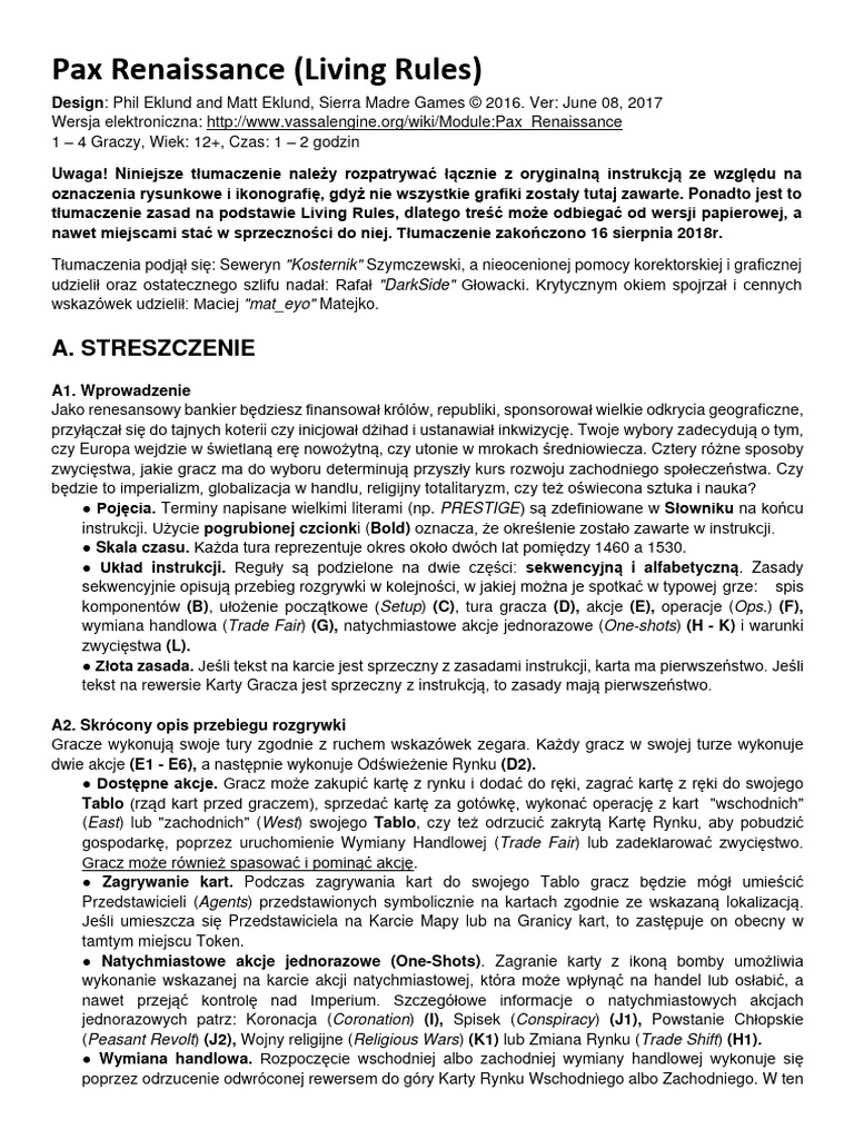 Pax Renaissance Ver. 2.1 (PL) | PDF