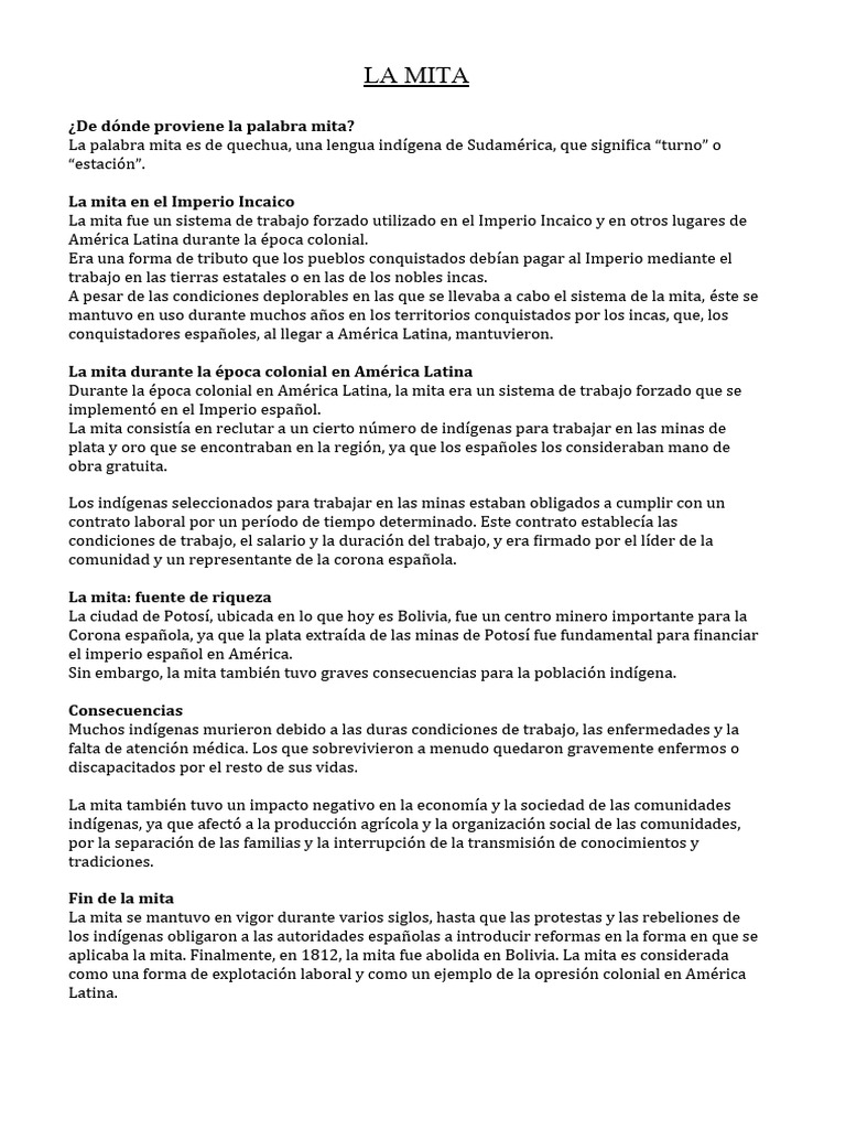 La Mita | PDF | Imperio Inca | Nueva españa