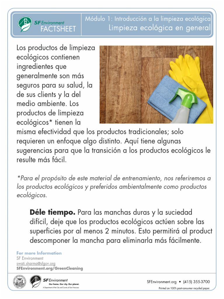 Green Cleaning Fact Sheets Spanish | PDF | Aspiradora | Agua