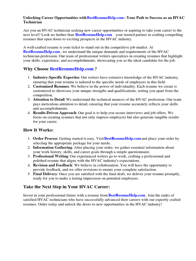 Hvac Technician Cover Letter Examples | PDF | Résumé | Refrigeration