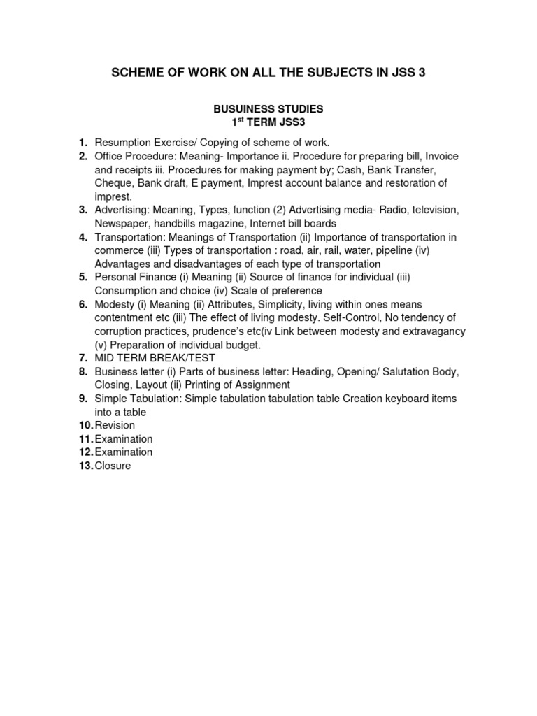 Hcssi Scheme of Work For Jss 3 | PDF | Paul The Apostle | Textiles