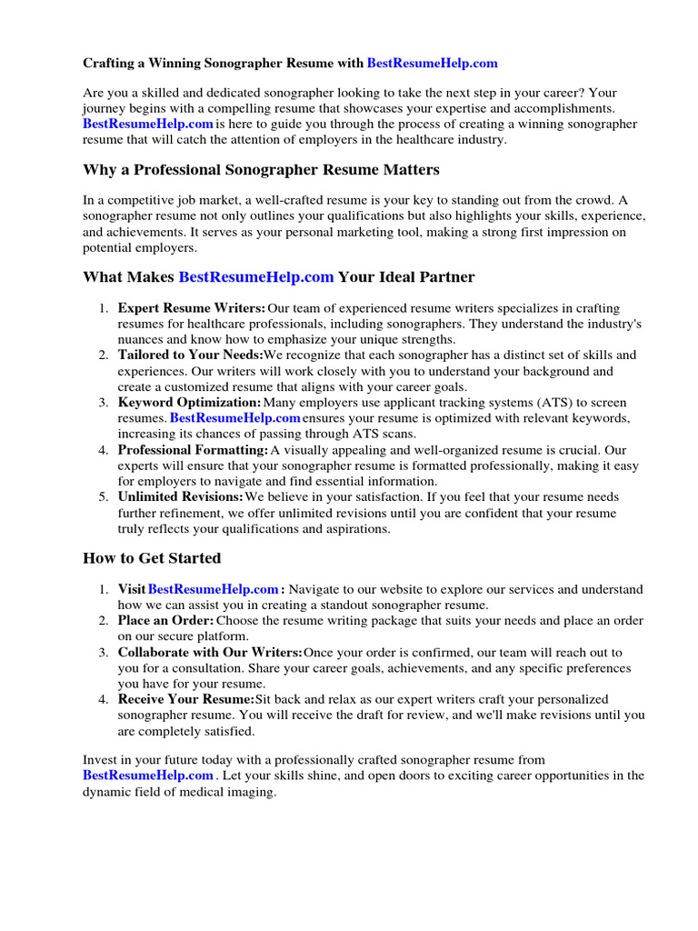 Sonographer Resume | PDF | Medical Ultrasound | Echocardiography