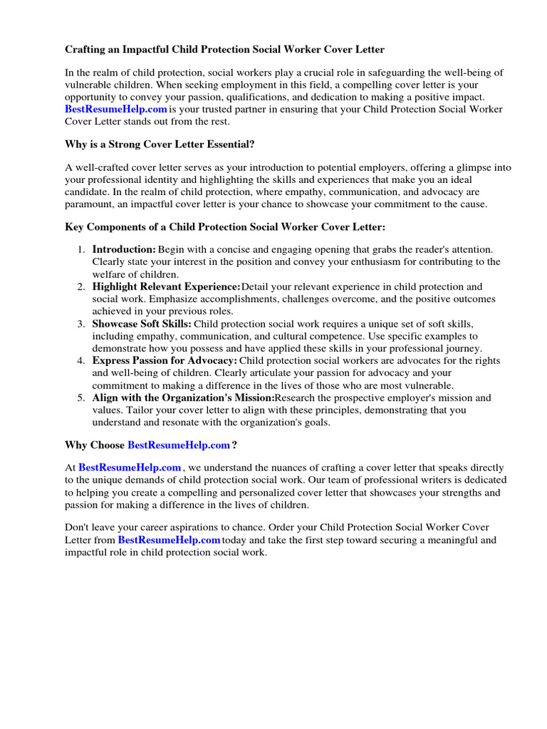 Child Protection Social Worker Cover Letter | Download Free PDF | Child ...