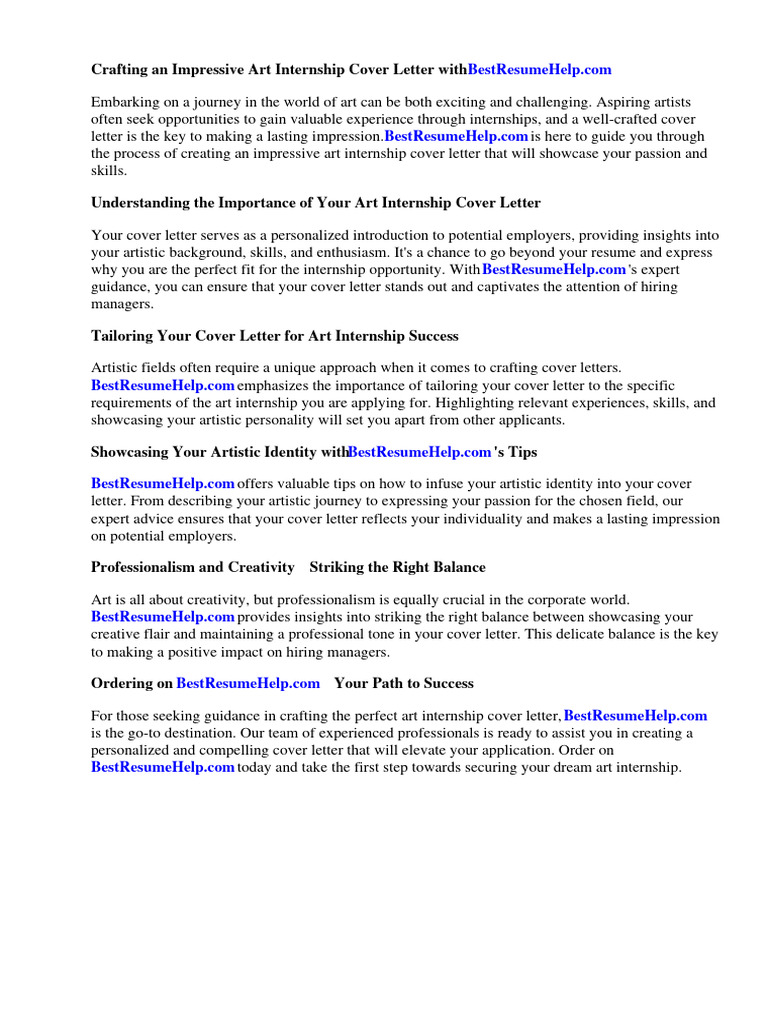 Art Internship Cover Letter | Download Free PDF | Résumé | Internship