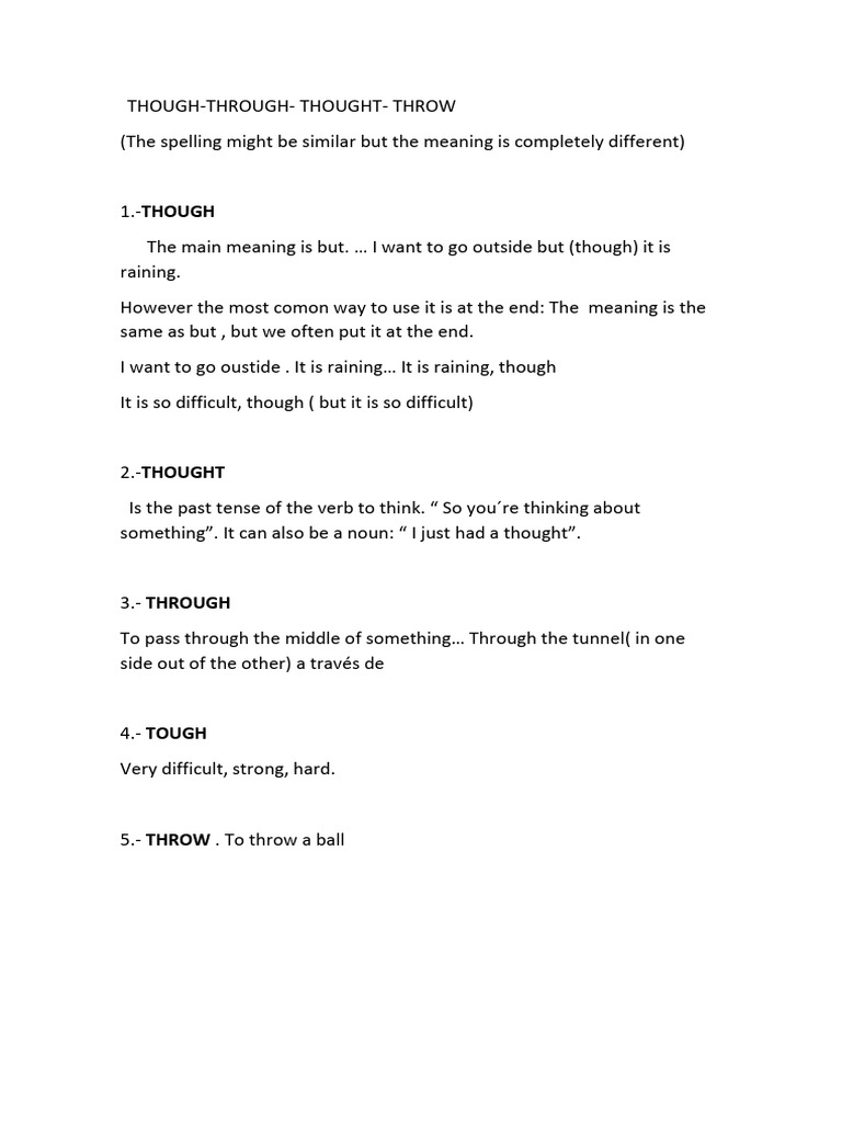 Though Thought Through | PDF