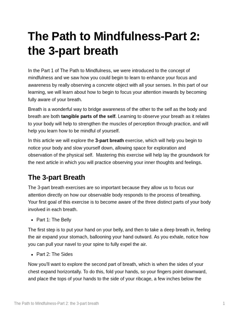 The Path To Mindfulness-Part 2 The 3-Part Breath | PDF | Breathing | Thorax