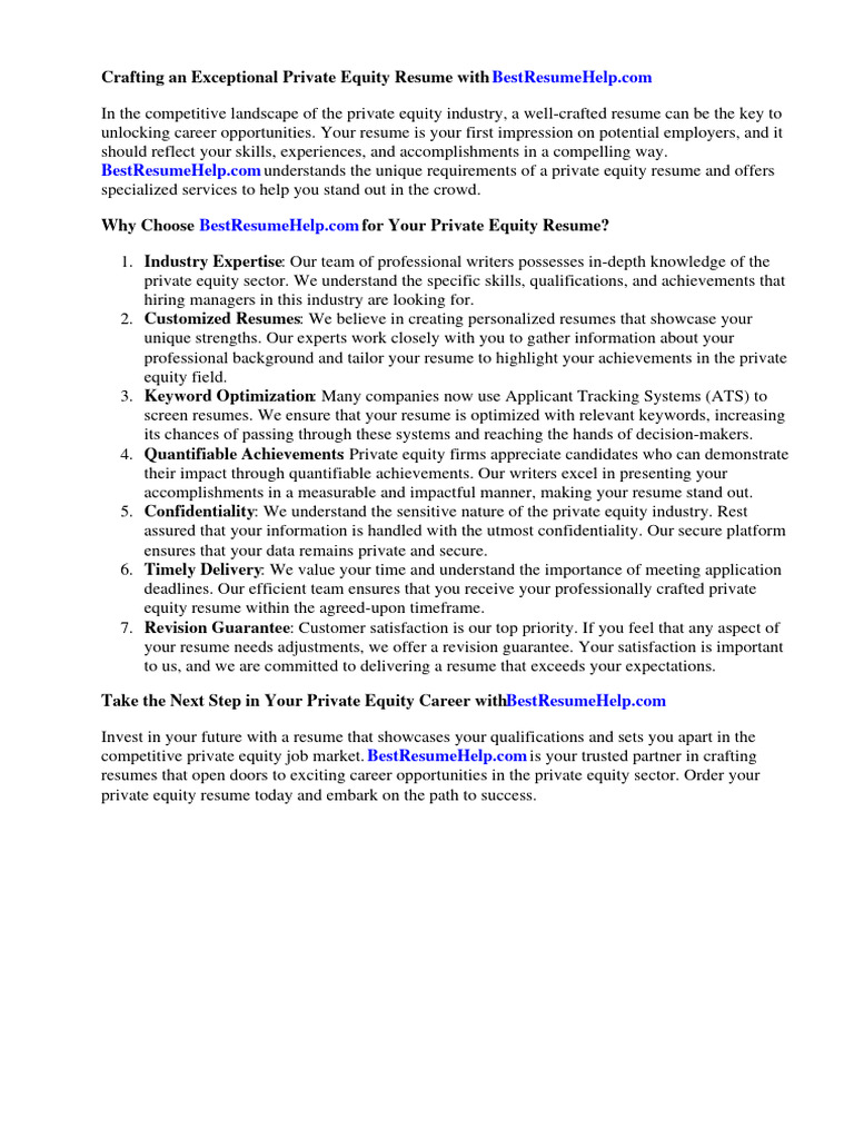 Private Equity Resume | PDF | Résumé | Valuation (Finance)