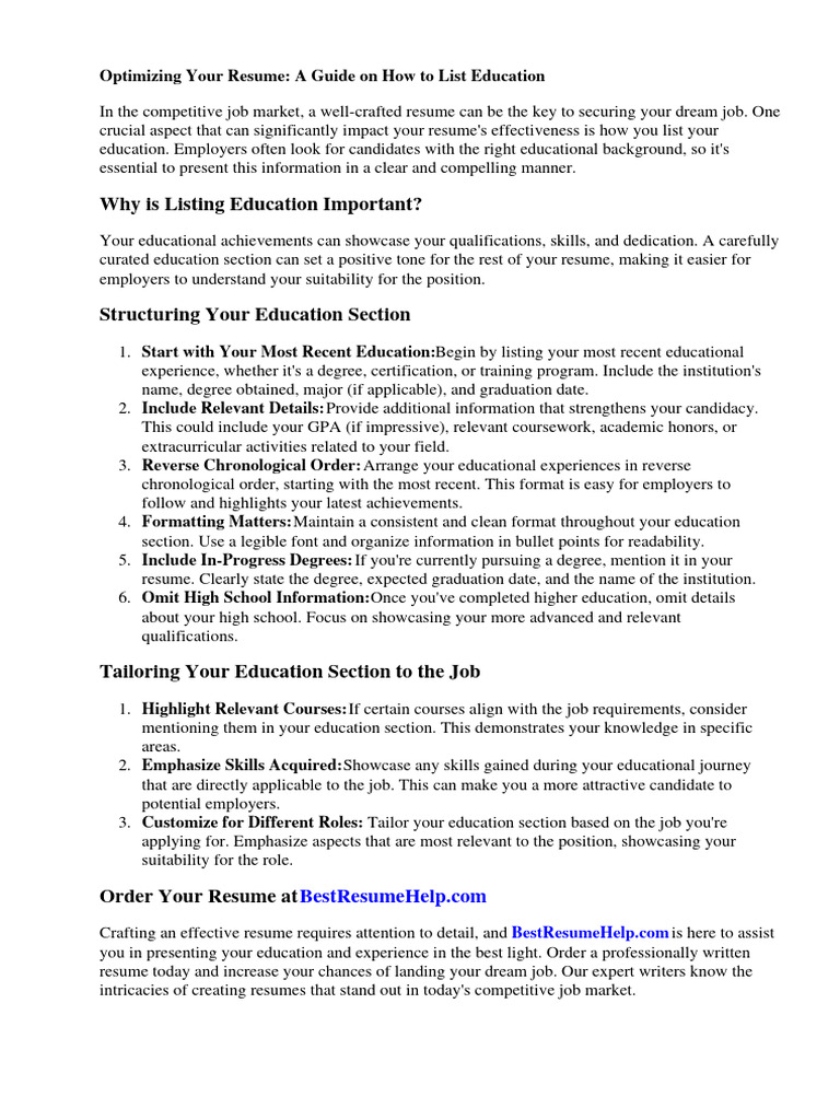 How To List Education On Resume If Still in College | PDF | Résumé ...