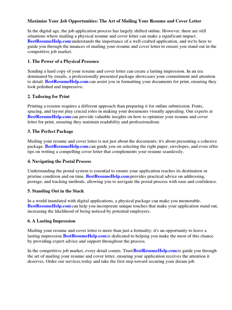 Mailing Resume and Cover Letter | Download Free PDF | Résumé | Mail