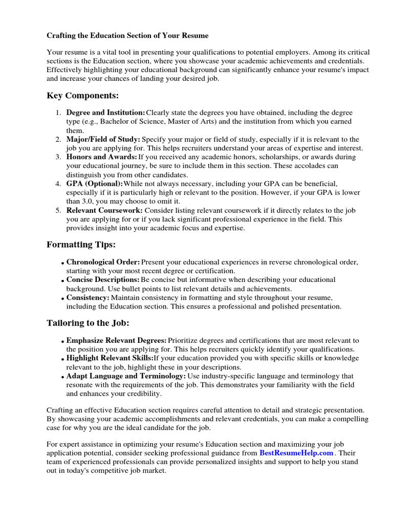 Education Part of Resume | PDF | Résumé | Teachers