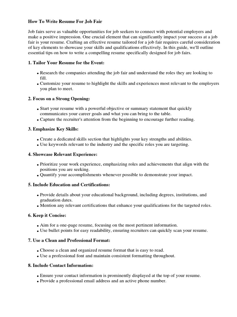 Job Fair Resume Writing Guide | PDF | Résumé | Recruitment