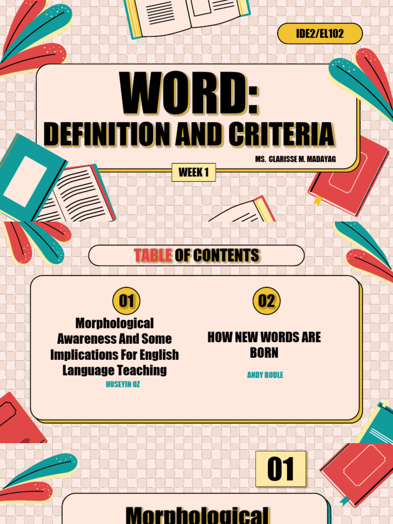 WEEK 1 WORD Definition and Criteria | PDF | Word | Morphology (Linguistics)