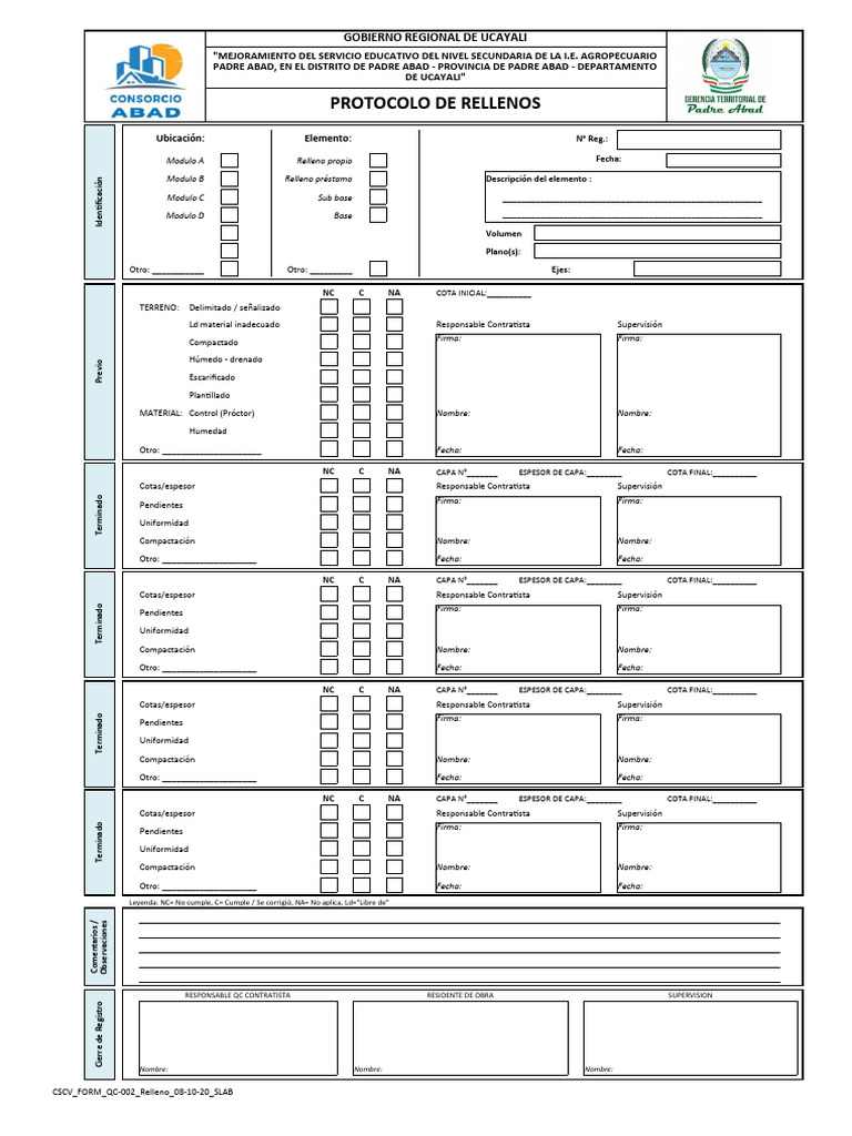 Protocolo de Relleno | PDF