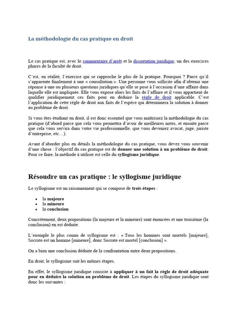 Méthodologie du cas pratique en droit | PDF | Loi | Traité