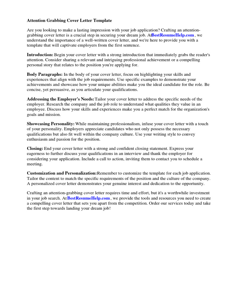 Attention Grabbing Cover Letter Template | PDF | Recruitment | Résumé
