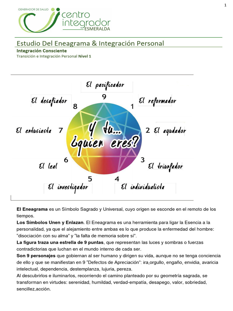 Eneagrama-Desarrollo Programa Completo - Tipología 1 | PDF | Eneagrama de la personalidad | Ira