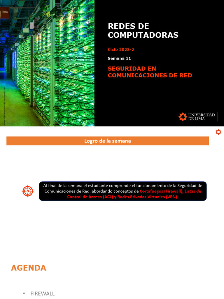 RC 2023-2 Sem 11 FIREWALL-ACL-VPN v2 | PDF | Red privada virtual ...