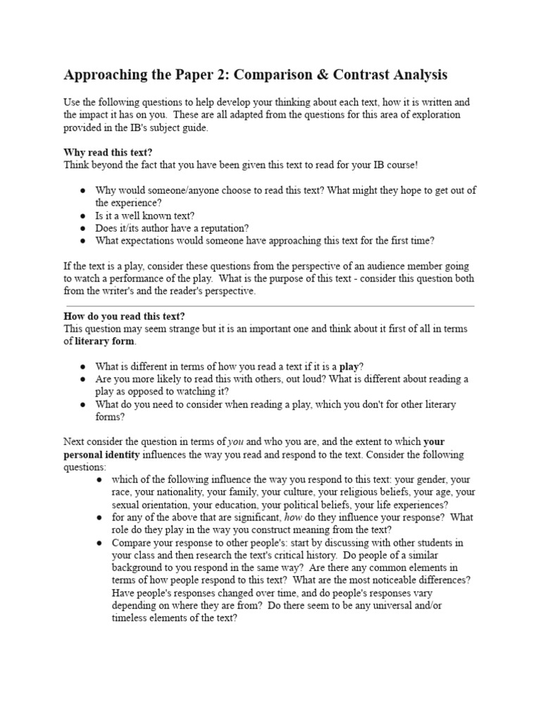 Approaching The Paper 2: Comparison & Contrast Analysis: Why Read This ...
