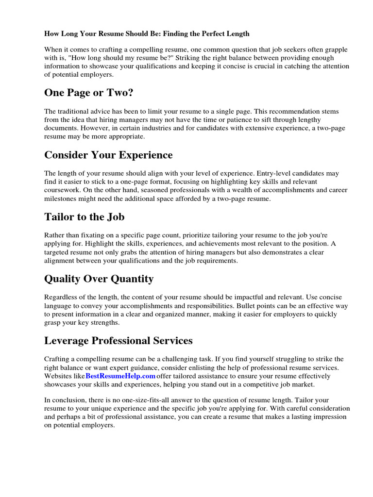 Resume Length Guide for Job Seekers | PDF | Résumé | Recruitment