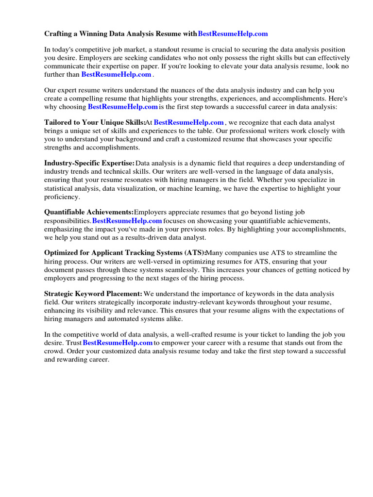 Data Analysis Resume | PDF | Data Analysis | Data
