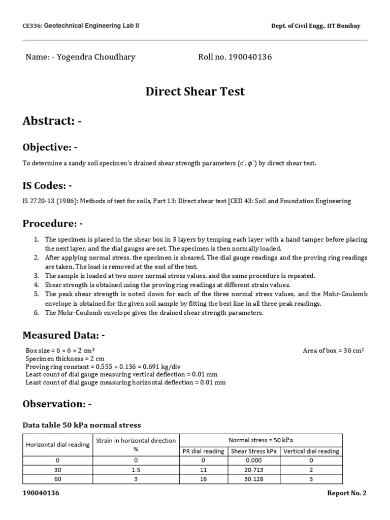 Direct Shear Test | PDF | Geotechnical Engineering | Applied And ...