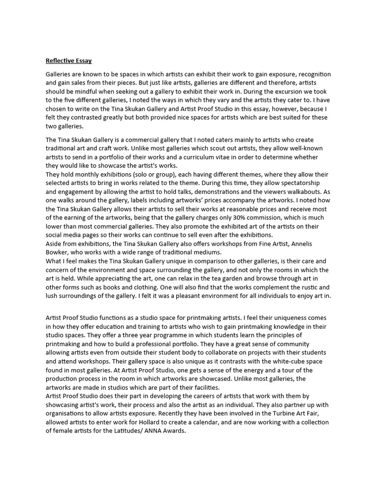 Gallery Reflective Essay | PDF | Gender | Gender Studies