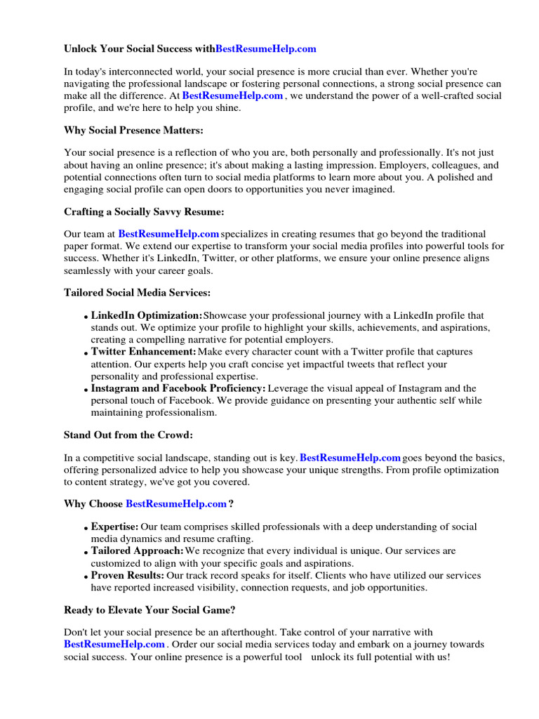 Social Services Assistant Cover Letter | PDF | Social Work | Social Media