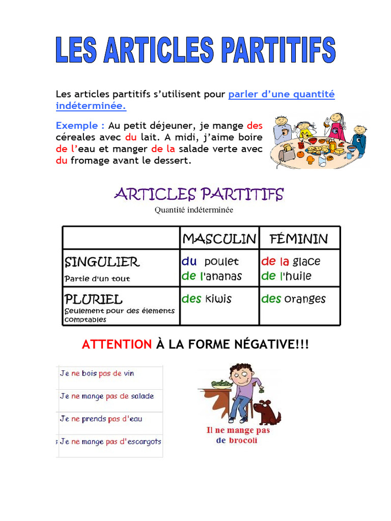Articles Partitifs et Quantités Indéterminées | PDF