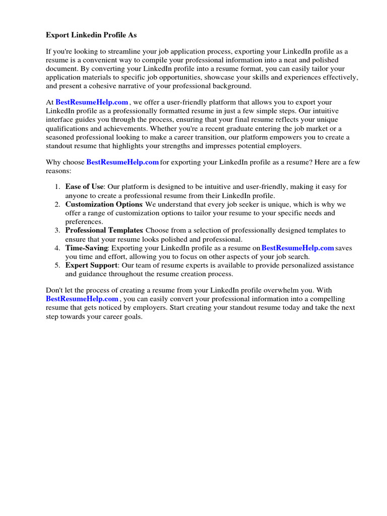 Export LinkedIn Profile to Resume | PDF | Linked In | Résumé