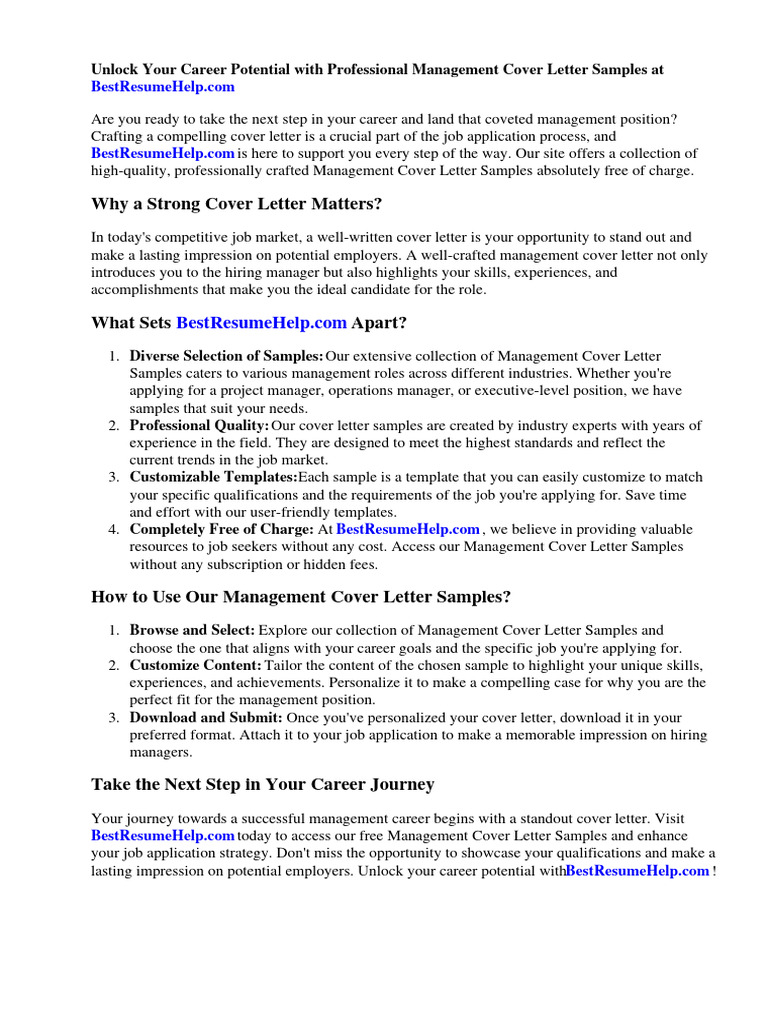 Management Cover Letter Samples Free | Download Free PDF | Résumé ...